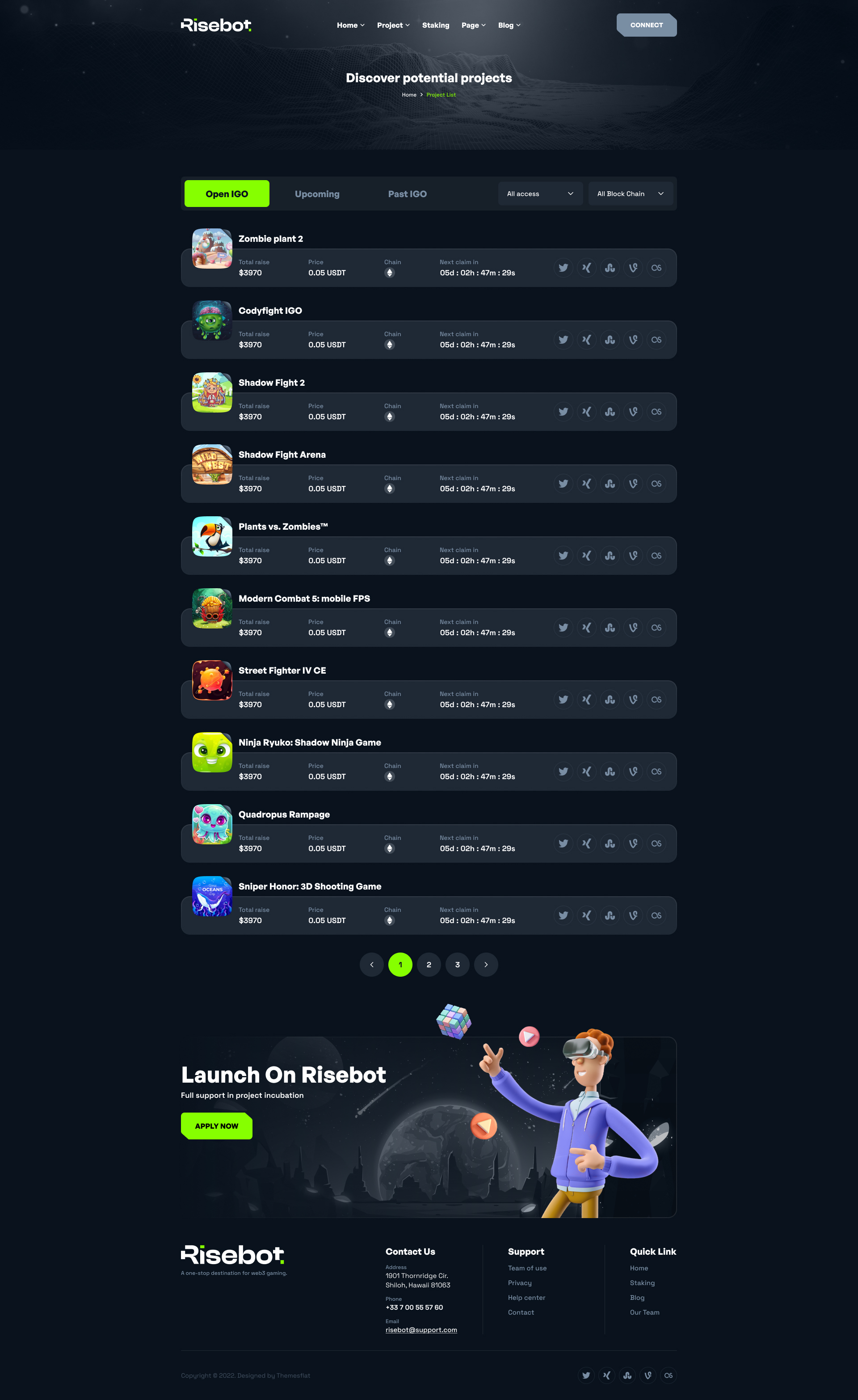 Risebot – Metaverse Web3 IGO Launchpad Figma Template - cybej.com